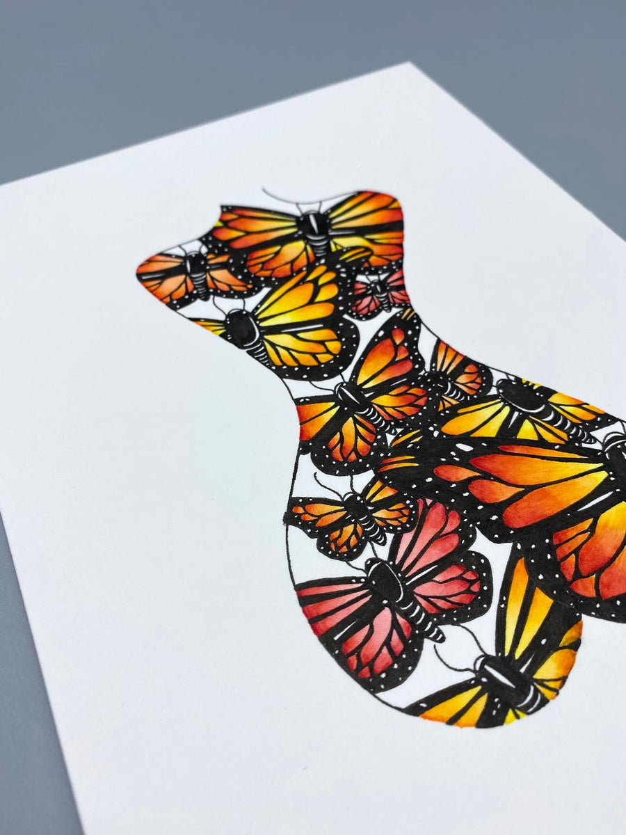 Souls Awakening (orange) Original ink drawing - by Emily Penfold ...