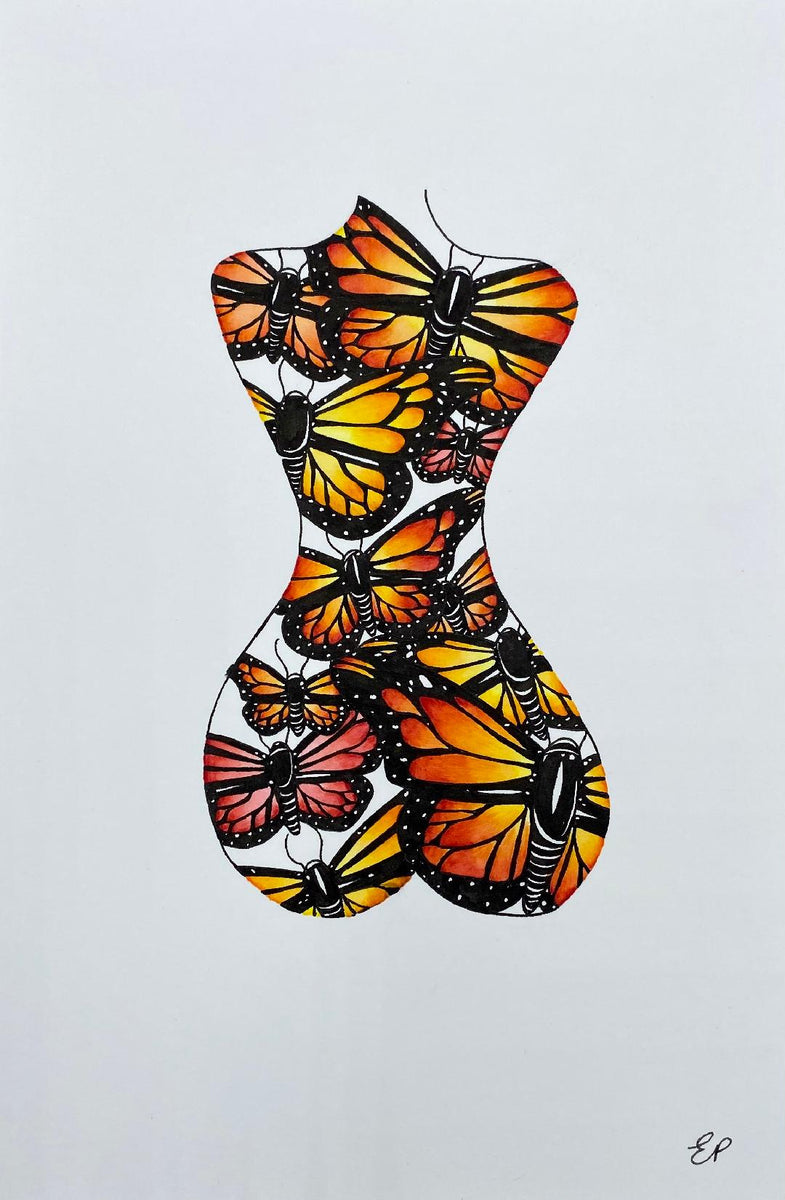 Souls Awakening (orange) Original ink drawing - by Emily Penfold ...