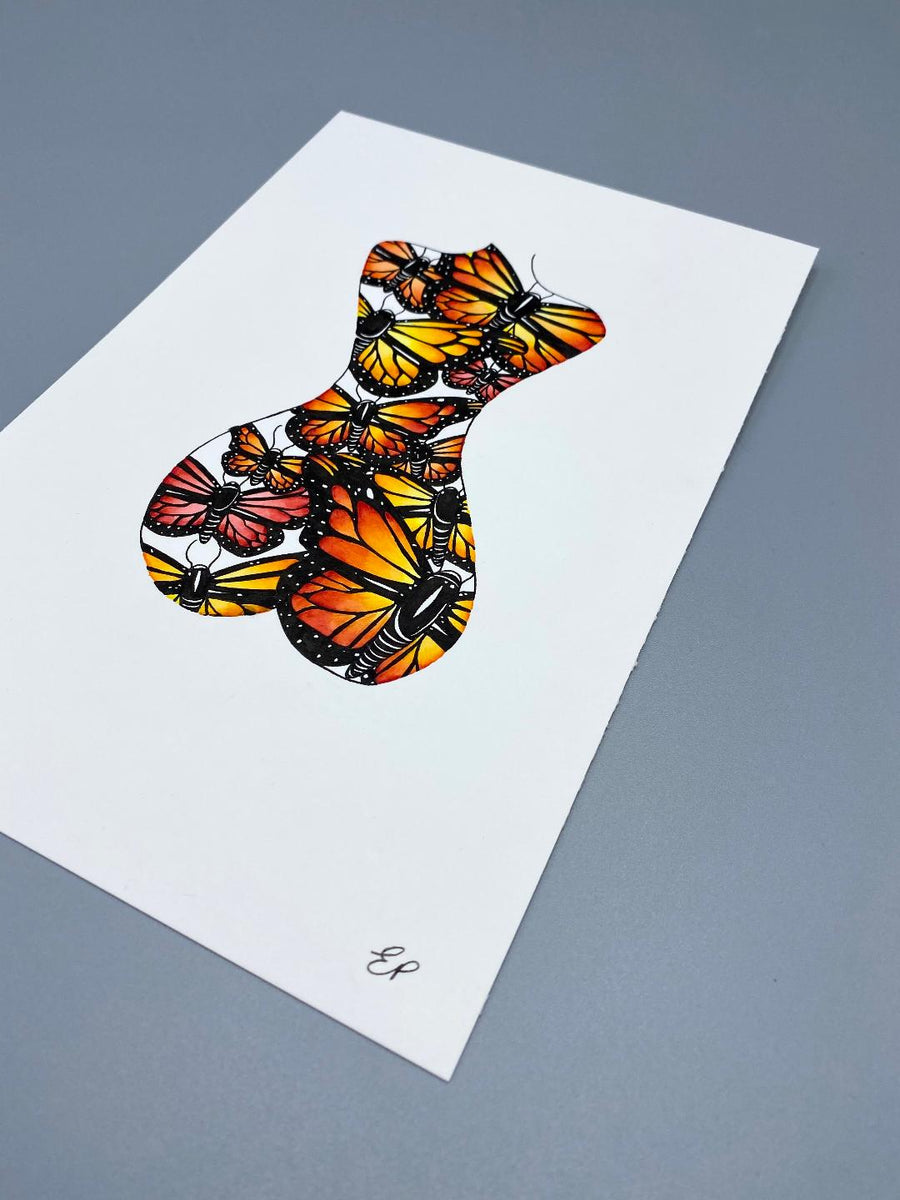 Souls Awakening (orange) Original ink drawing - by Emily Penfold ...